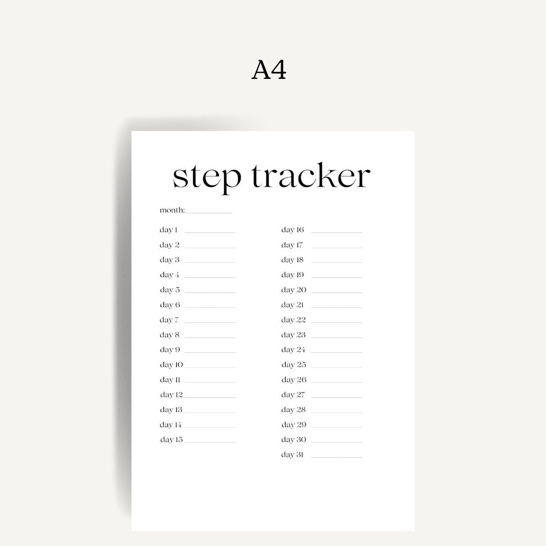 Pdf to Print, Step Counter for the Whole Month, Day by Day Step ...
