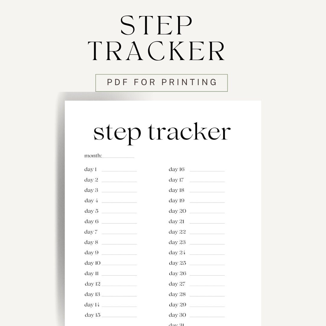 Pdf to Print, Step Counter for the Whole Month, Day by Day Step ...