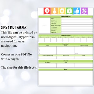 The Sims 4 Biography Tracker, Sim Profile Planner, Sims Only - Etsy
