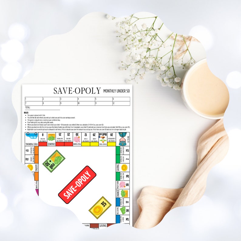 SAVE-OPOLY, Save Monthly Under 50, Monopoly Game, Saveopoly Fun Saving Challenge - Etsy