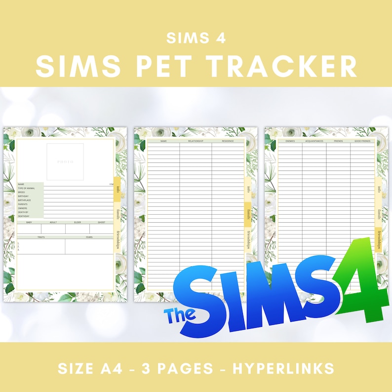 The Sims 4 Biography Tracker, Sim Profile Planner, Sims and Pets - Etsy