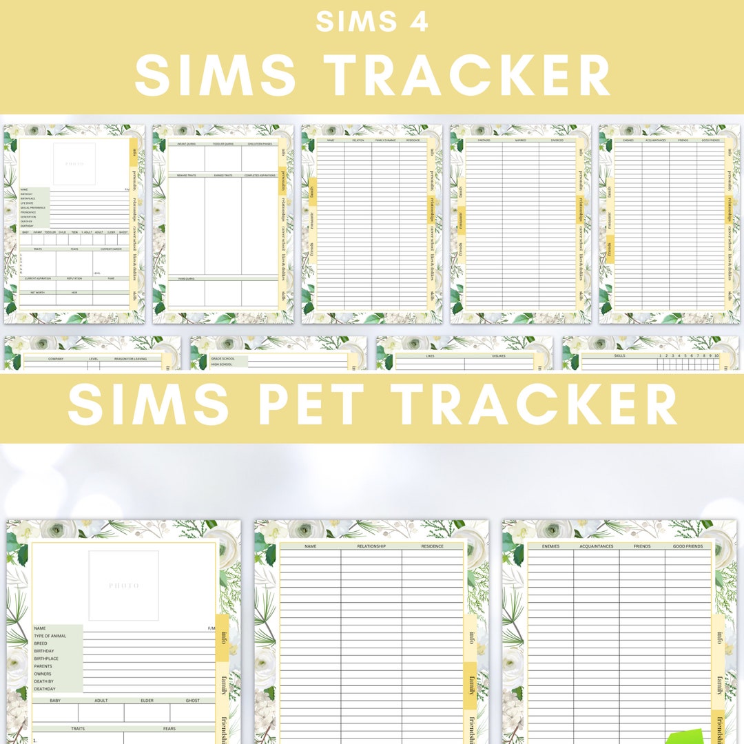 The Sims 4 Biography Tracker, Sim Profile Planner, Sims and Pets - Etsy