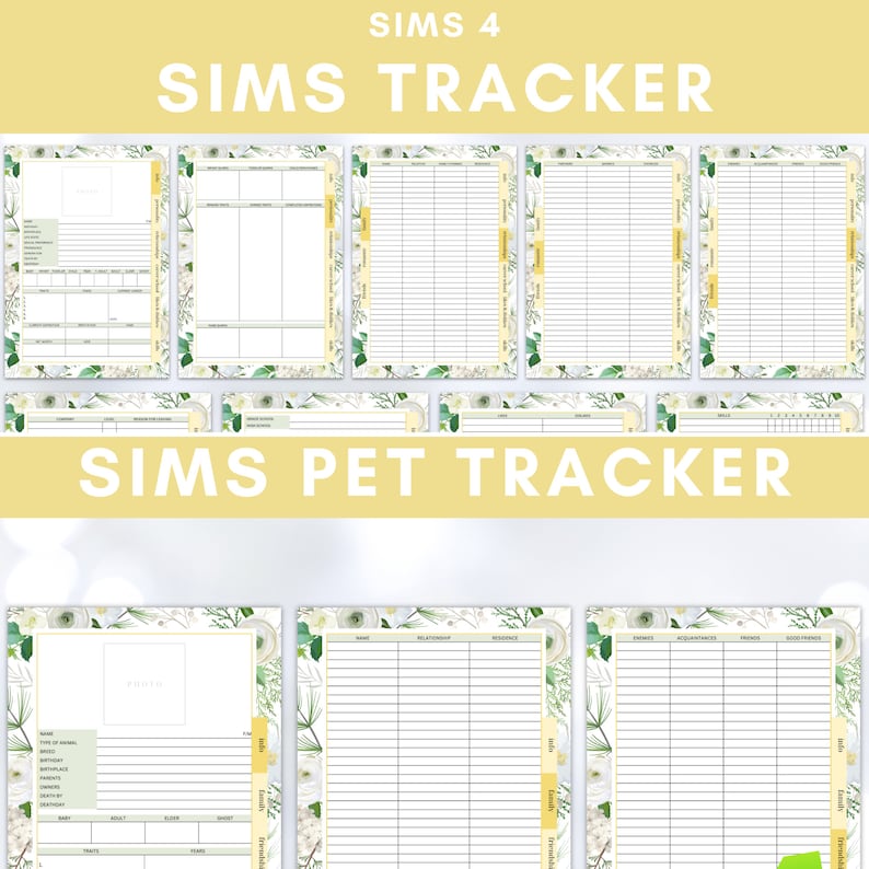 The Sims 4 Biography Tracker, Sim Profile Planner, Sims and Pets - Etsy
