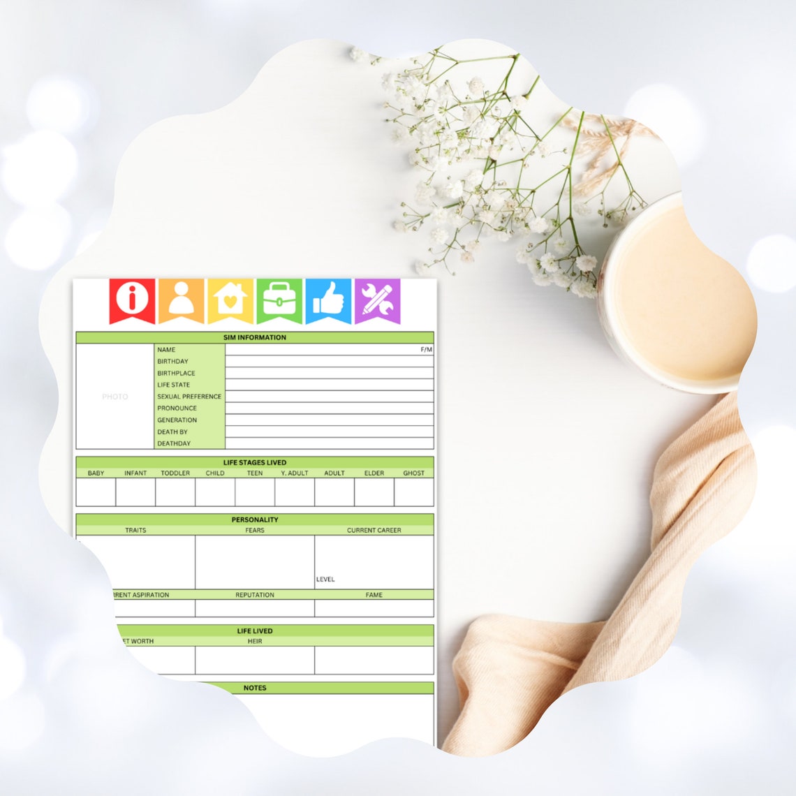 The Sims 4 Biography Tracker, Sim Profile Planner, Sims Only - Etsy