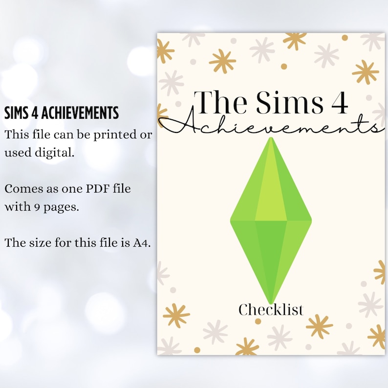 The Sims 4 Achievements Checklist, Sims Planner - Etsy