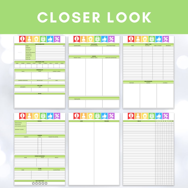 The Sims 4 Biography Tracker, Sim Profile Planner, Sims Only - Etsy