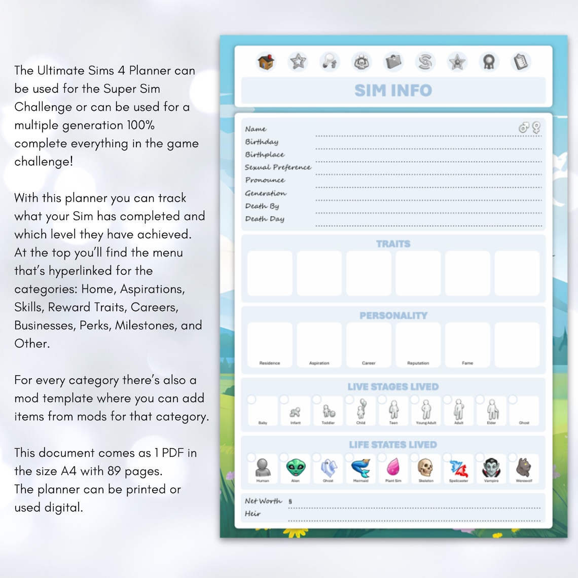 Ultimate Sims 4 Planner, Super Sim Challenge, Sims Planner, Sims ...