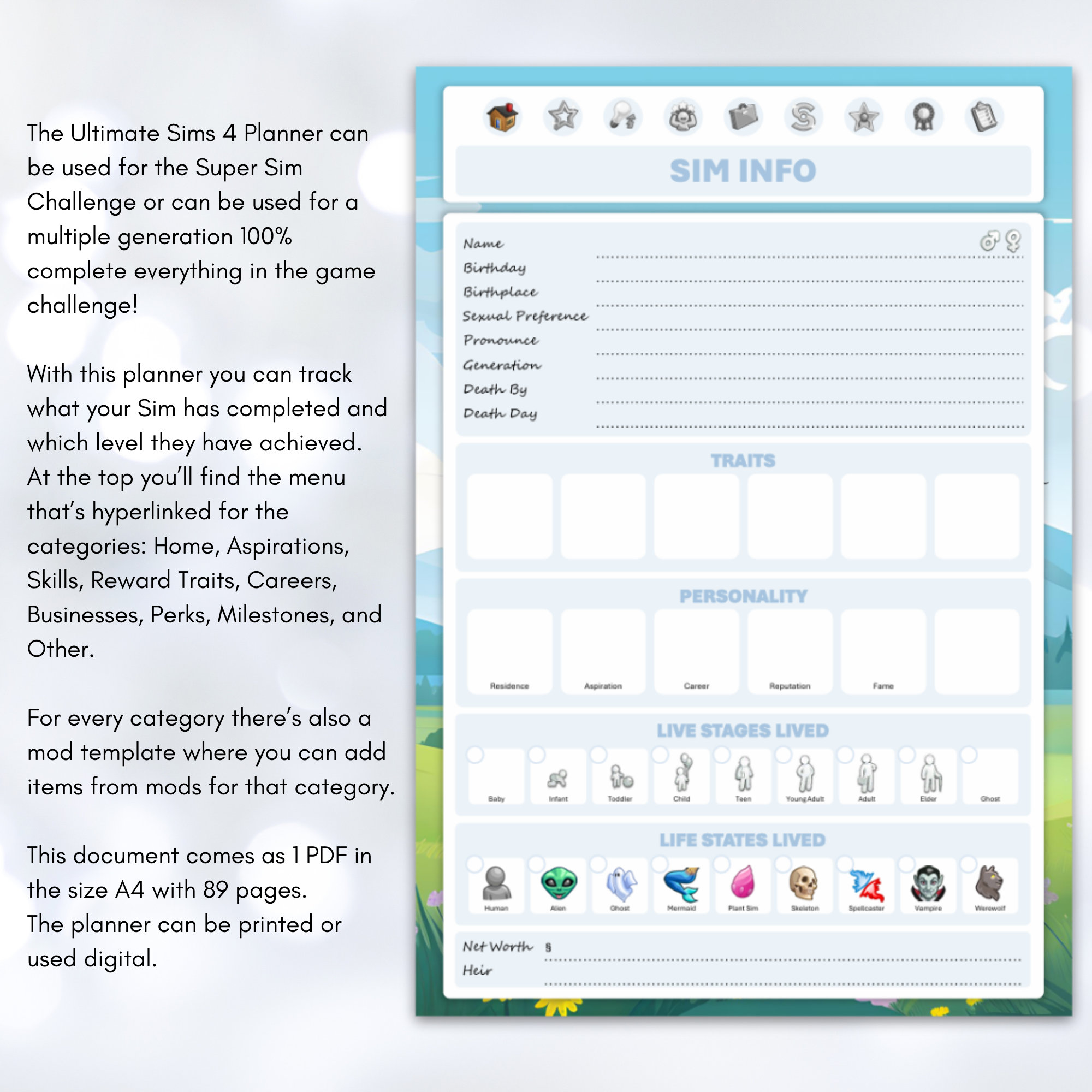 Ultimate Sims 4 Planner, Super Sim Challenge, Sims Planner, Sims ...
