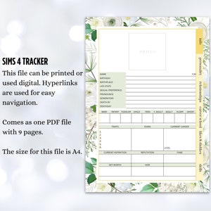 The Sims 4 Biography Tracker, Sim Profile Planner, Sims and Pets - Etsy