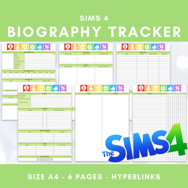 The Sims 4 Biography Tracker, Sim Profile Planner, Sims Only - Etsy UK