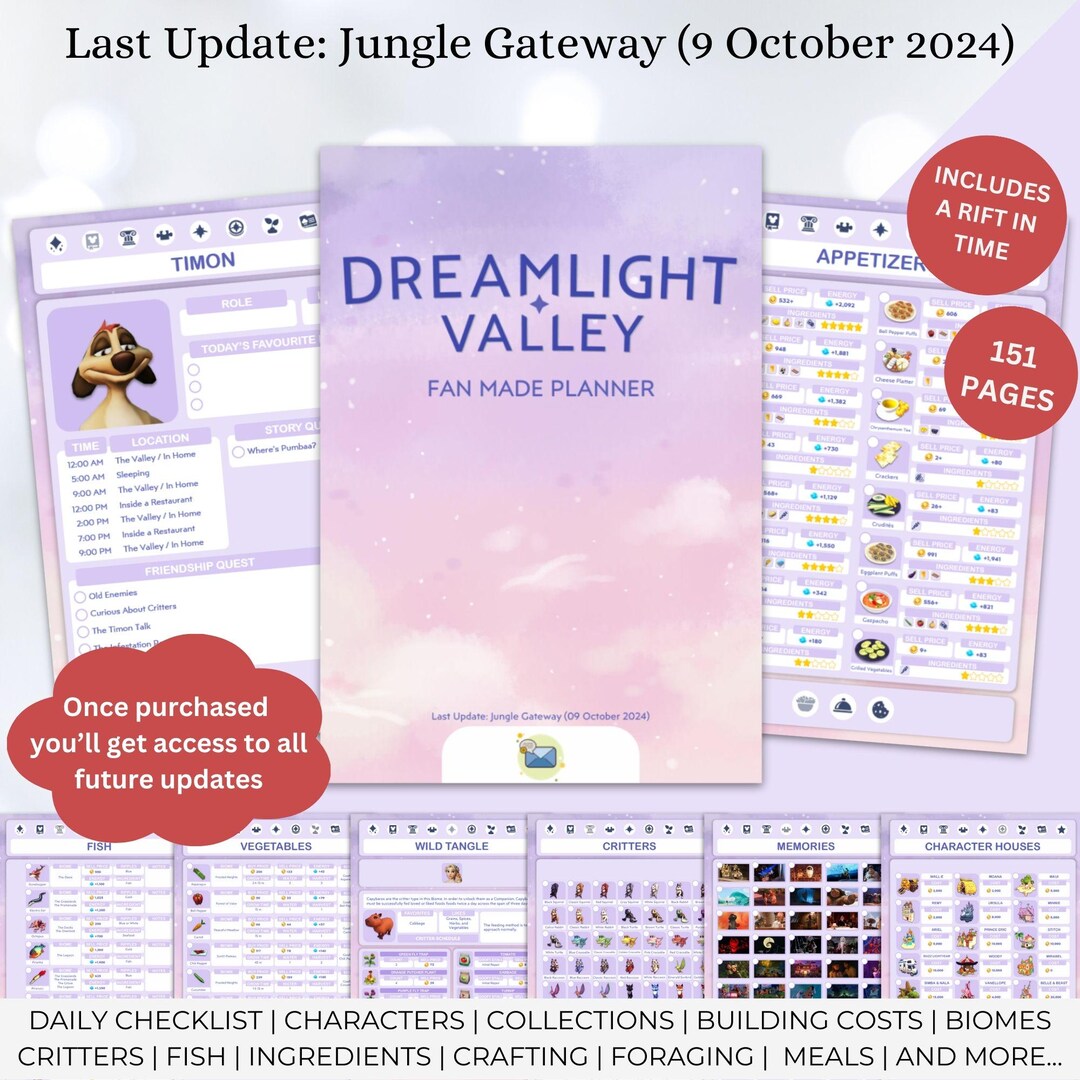 Ultimate Dreamlight Valley Planner & Tracker, All in One DDV Guide ...