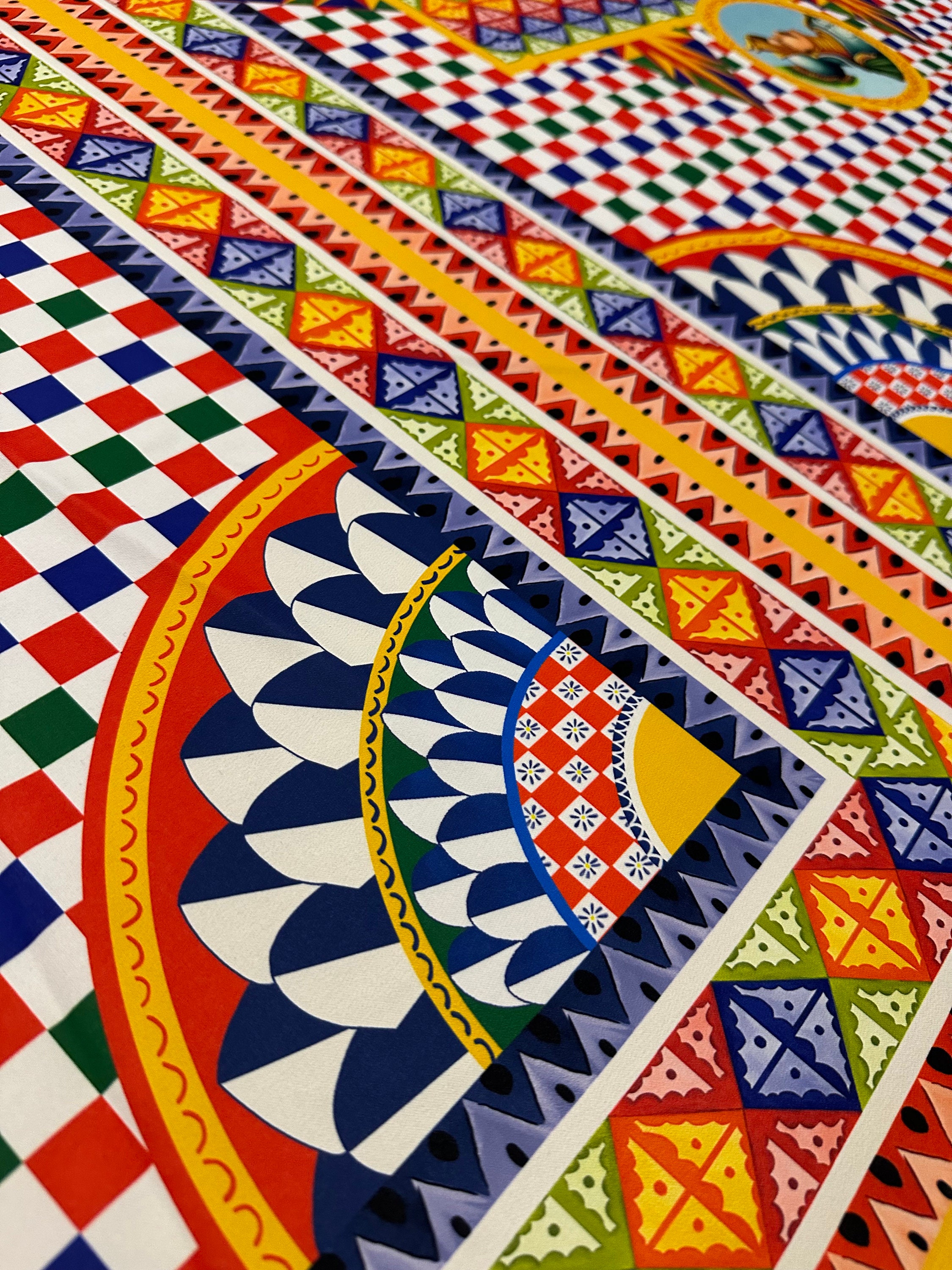 Sicilian Caretto Print Crepe Fabric / Colorful Italian Style Sewing ...