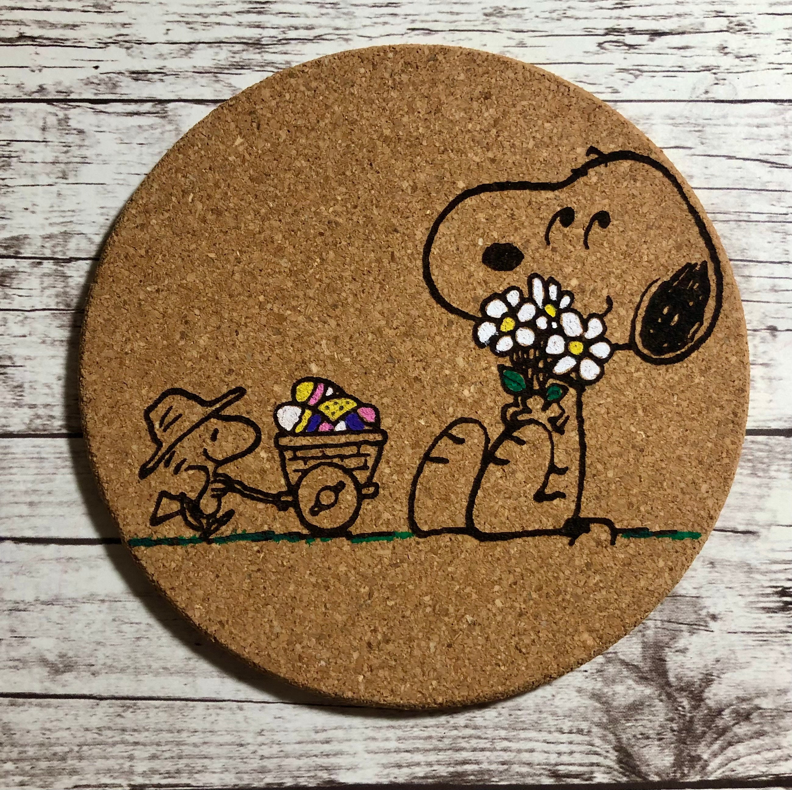 Snoopy Easter Coaster With Woodstock and Wheelbarrow of Easter Eggs ...