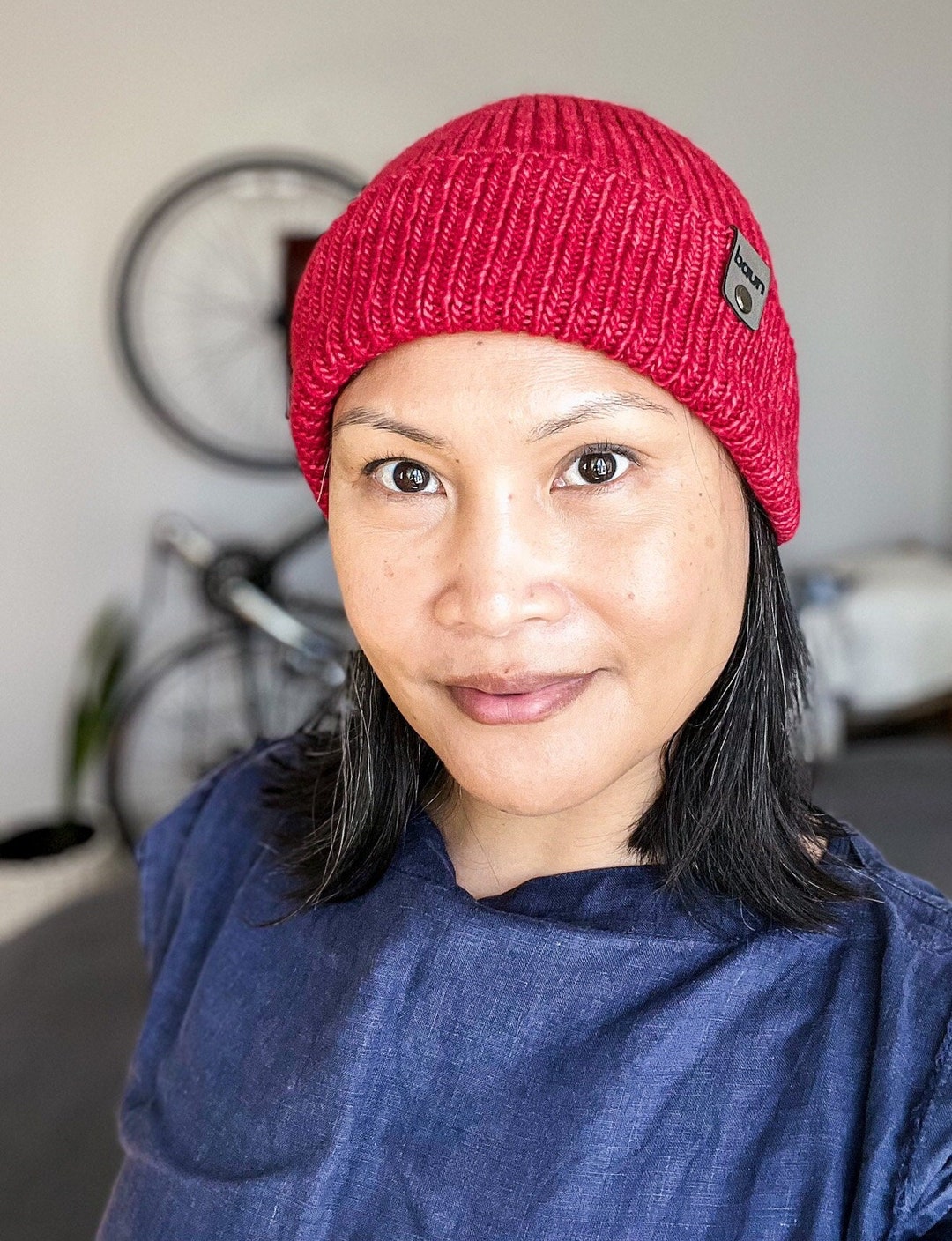 Rib Hat/beanie | 100% Merino Wool | Red | Luxurious Handknit Cozy ...