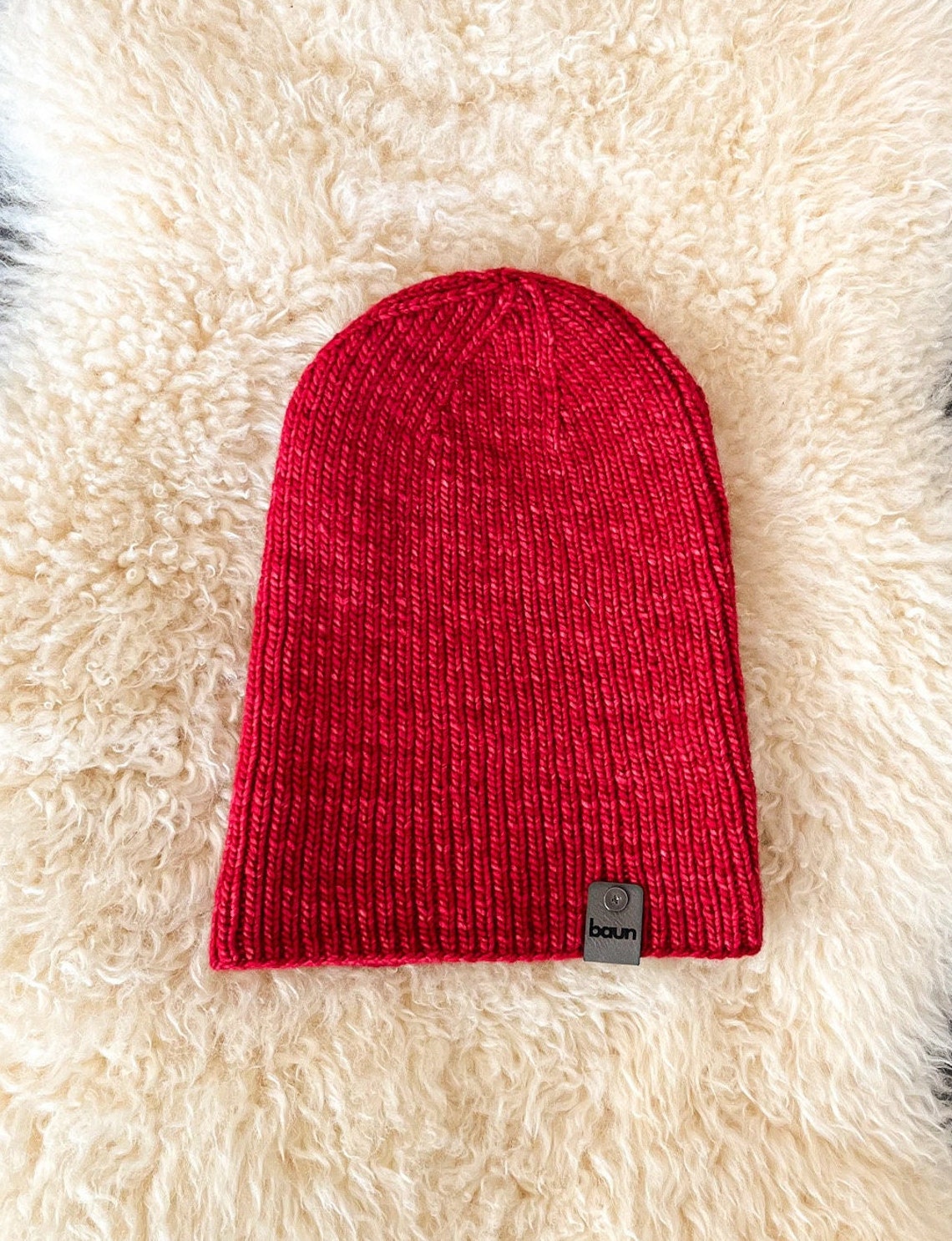 Rib Hat/beanie | 100% Merino Wool | Red | Luxurious Handknit Cozy ...