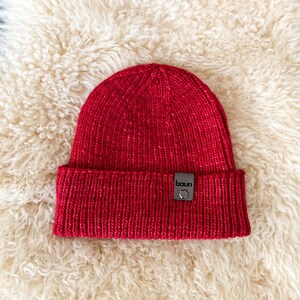 Rib Hat/beanie | 100% Merino Wool | Red | Luxurious Handknit Cozy ...