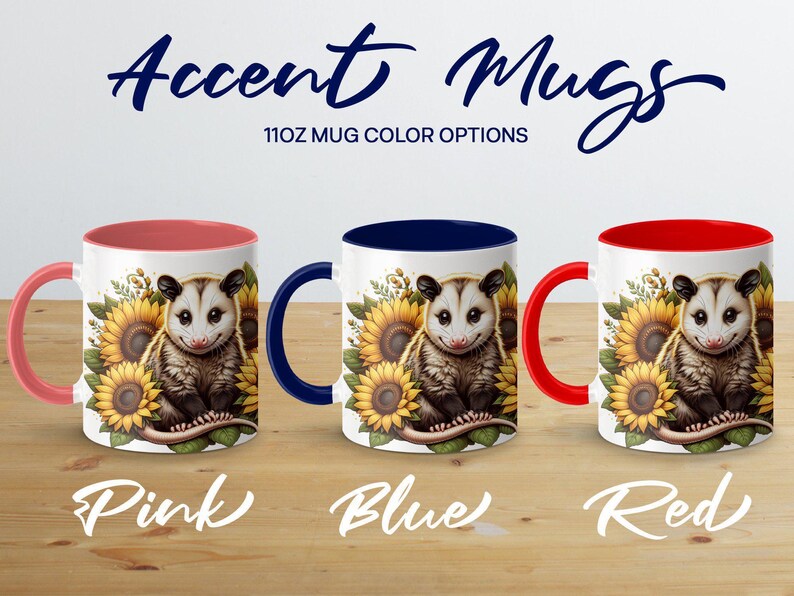 Adorable Opossum Mug With Sunflowers, Cute Possum Coffee Cup, Animal ...