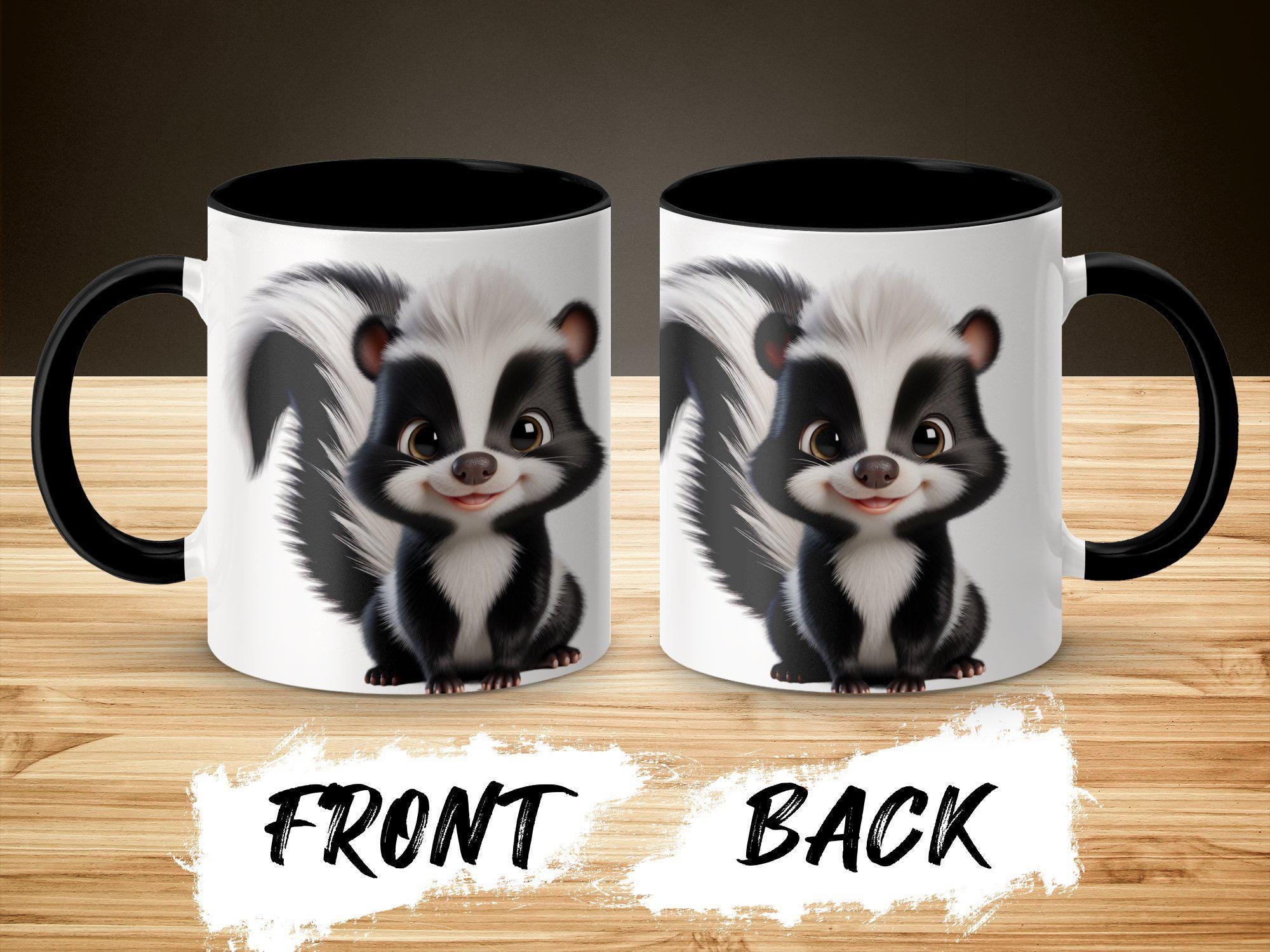 Cute Skunk Cartoon Mug, Adorable Animal Coffee Cup, Fun Wildlife Mugs ...