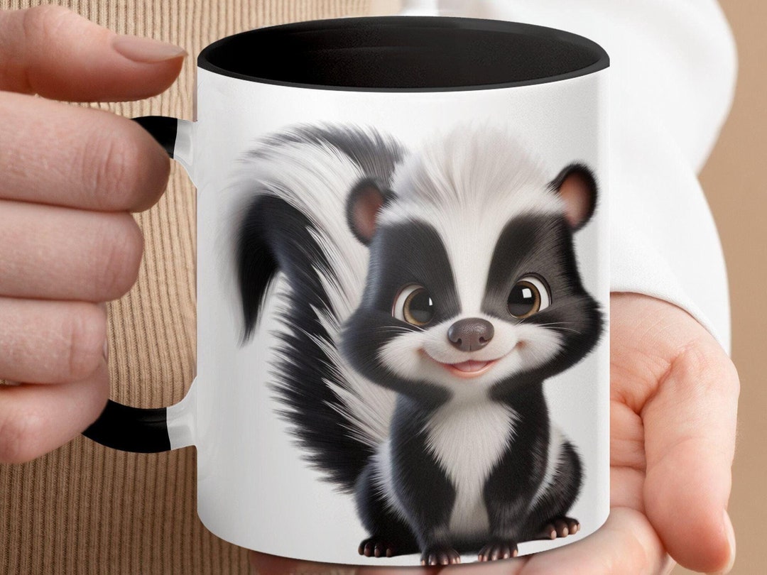 Cute Skunk Cartoon Mug, Adorable Animal Coffee Cup, Fun Wildlife Mugs ...