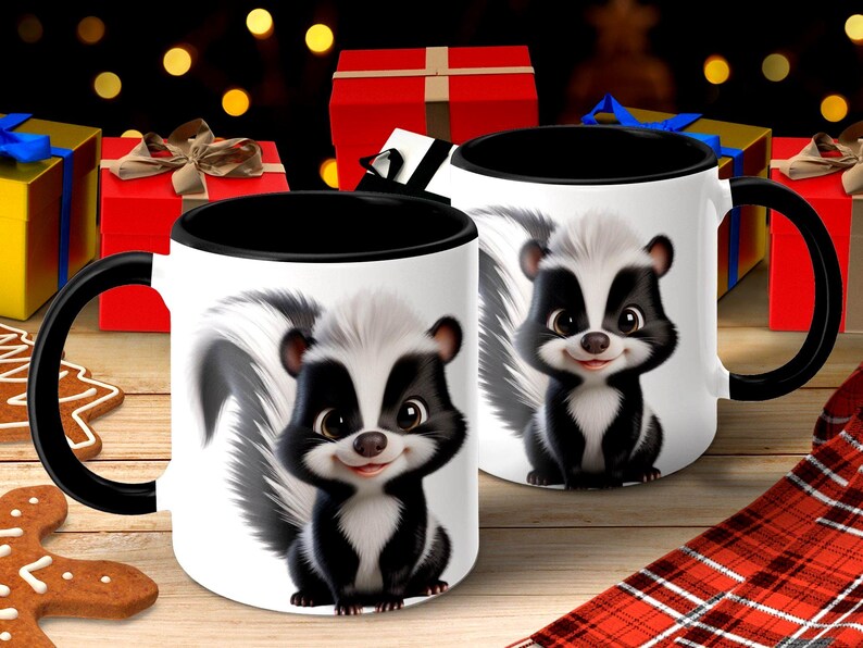 Cute Skunk Cartoon Mug, Adorable Animal Coffee Cup, Fun Wildlife Mugs ...