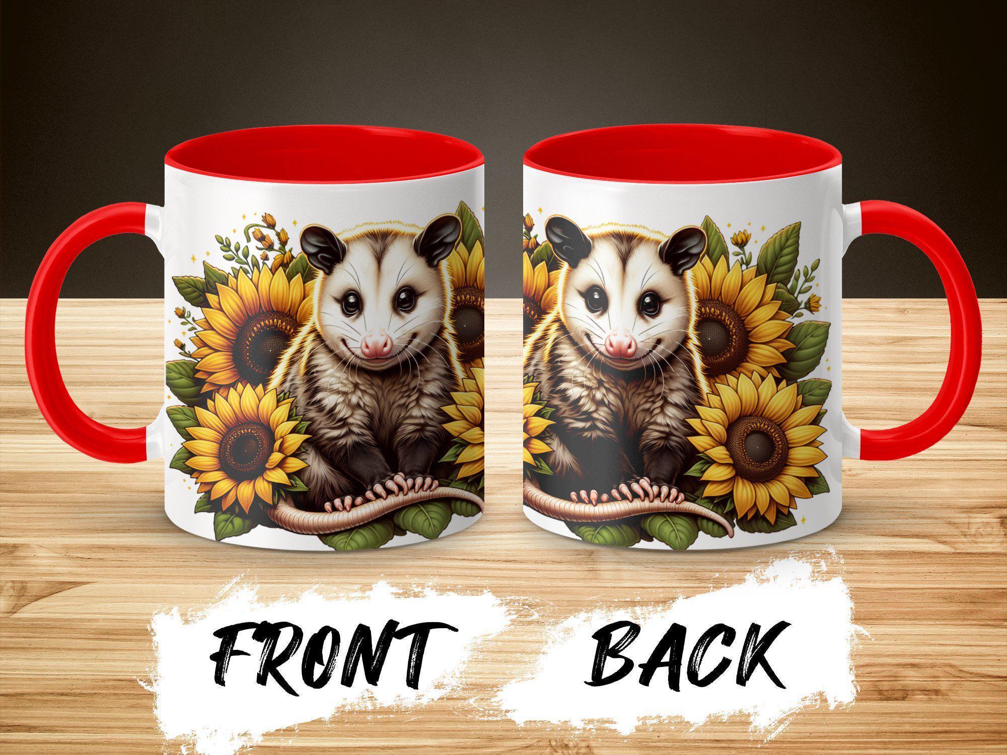 Adorable Opossum Mug With Sunflowers, Cute Possum Coffee Cup, Animal ...