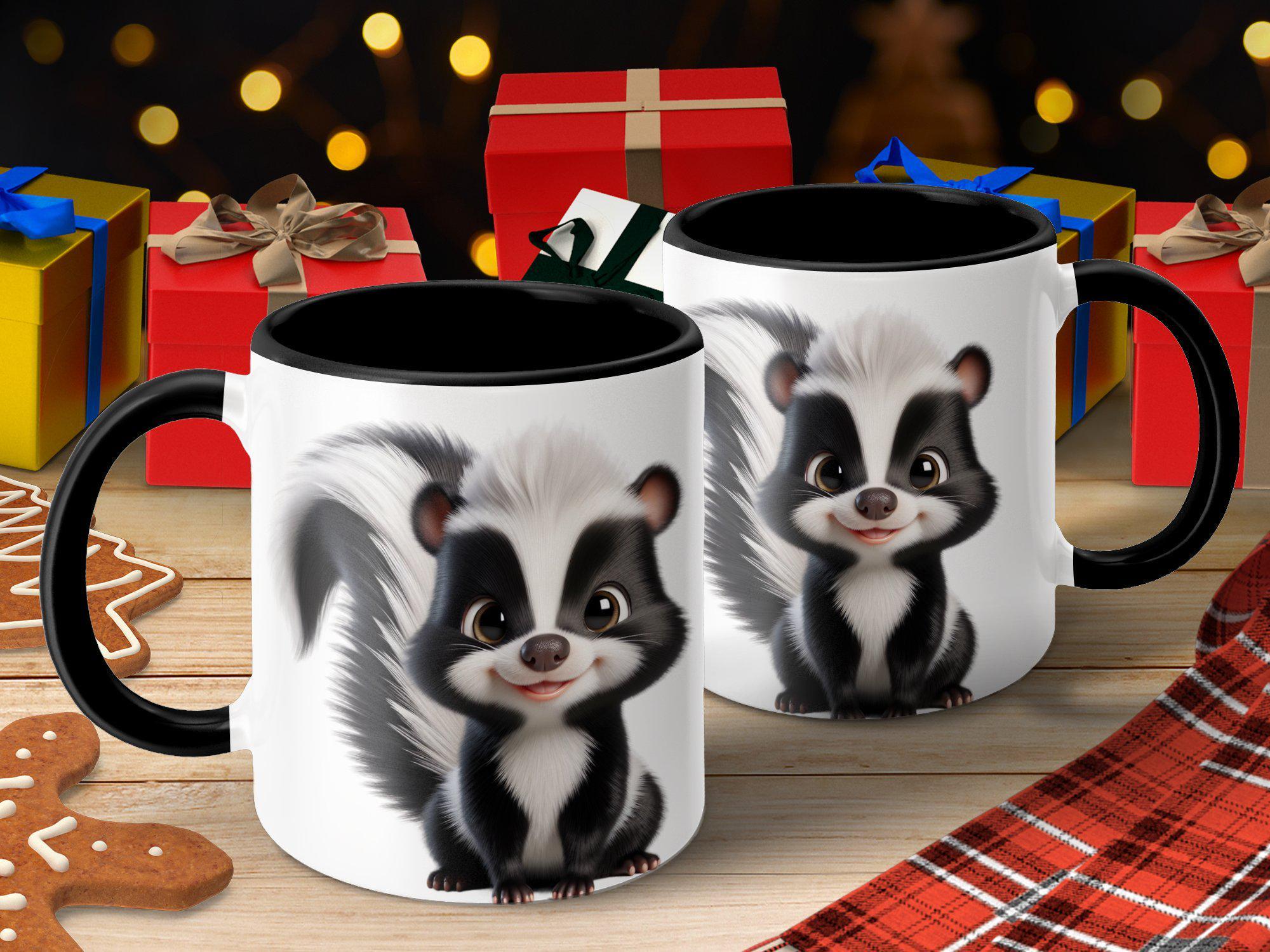 Cute Skunk Cartoon Mug, Adorable Animal Coffee Cup, Fun Wildlife Mugs ...
