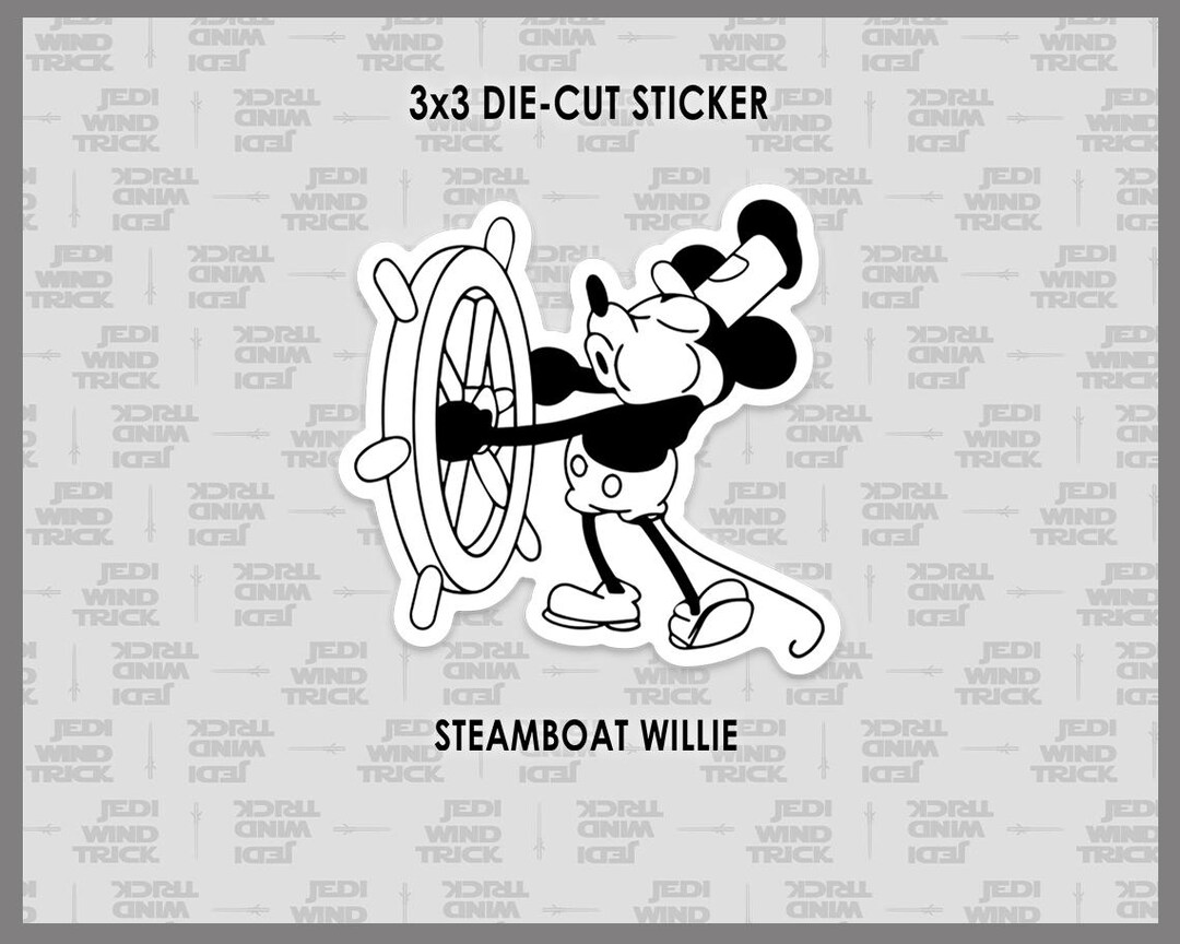 Steamboat Willie Sticker – Vintage Mickey Mouse Die-cut Vinyl (3x2.5 ...