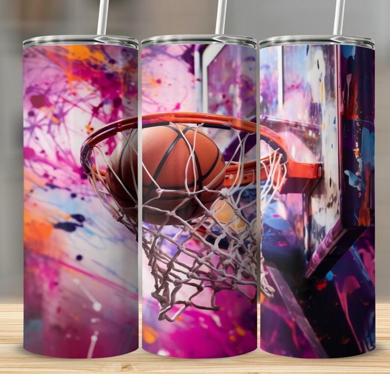 Pink Abstract Splash Art Basketball Hoop Tumbler Wrap Digital - Etsy