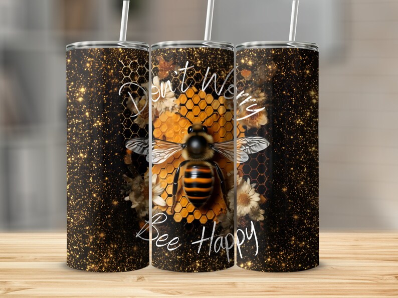 Bee Tumbler Wrap Sublimation Digital Download 20 Oz Skinny Straight PNG ...