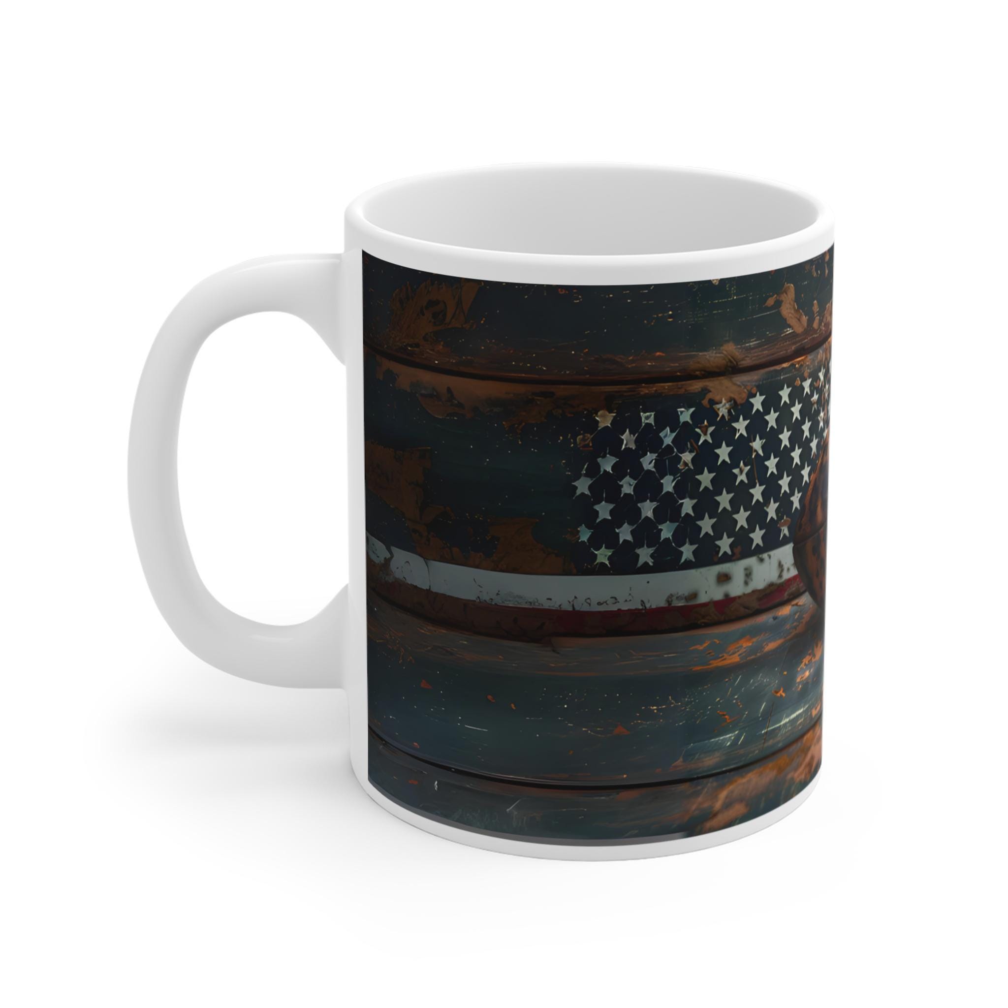 Rustic American Flag Football Mug: Patriotic Coffee Cup Gift - Etsy