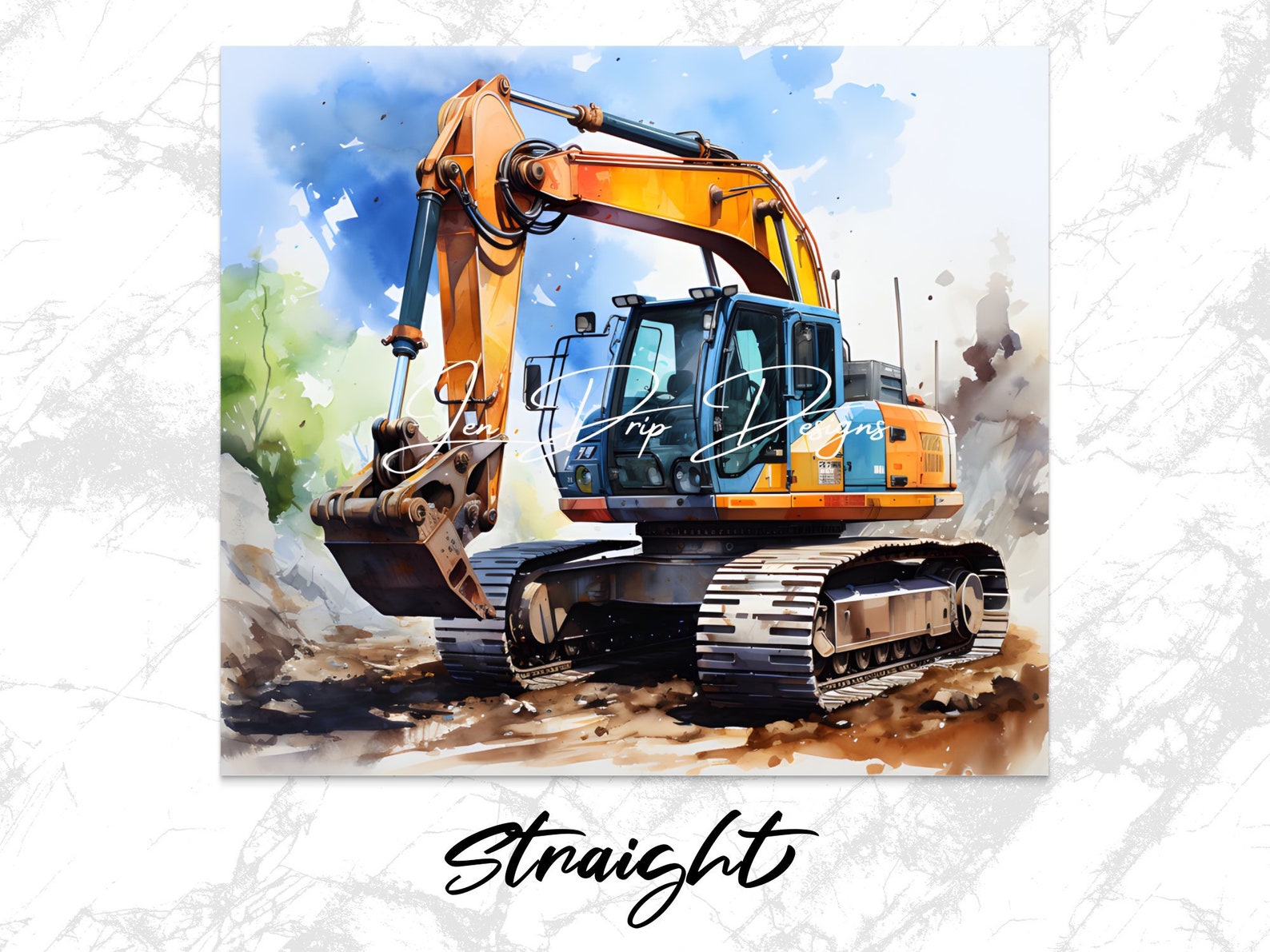 Excavator Tumbler Wrap Sublimation Design, 20 Oz Skinny Straight PNG ...