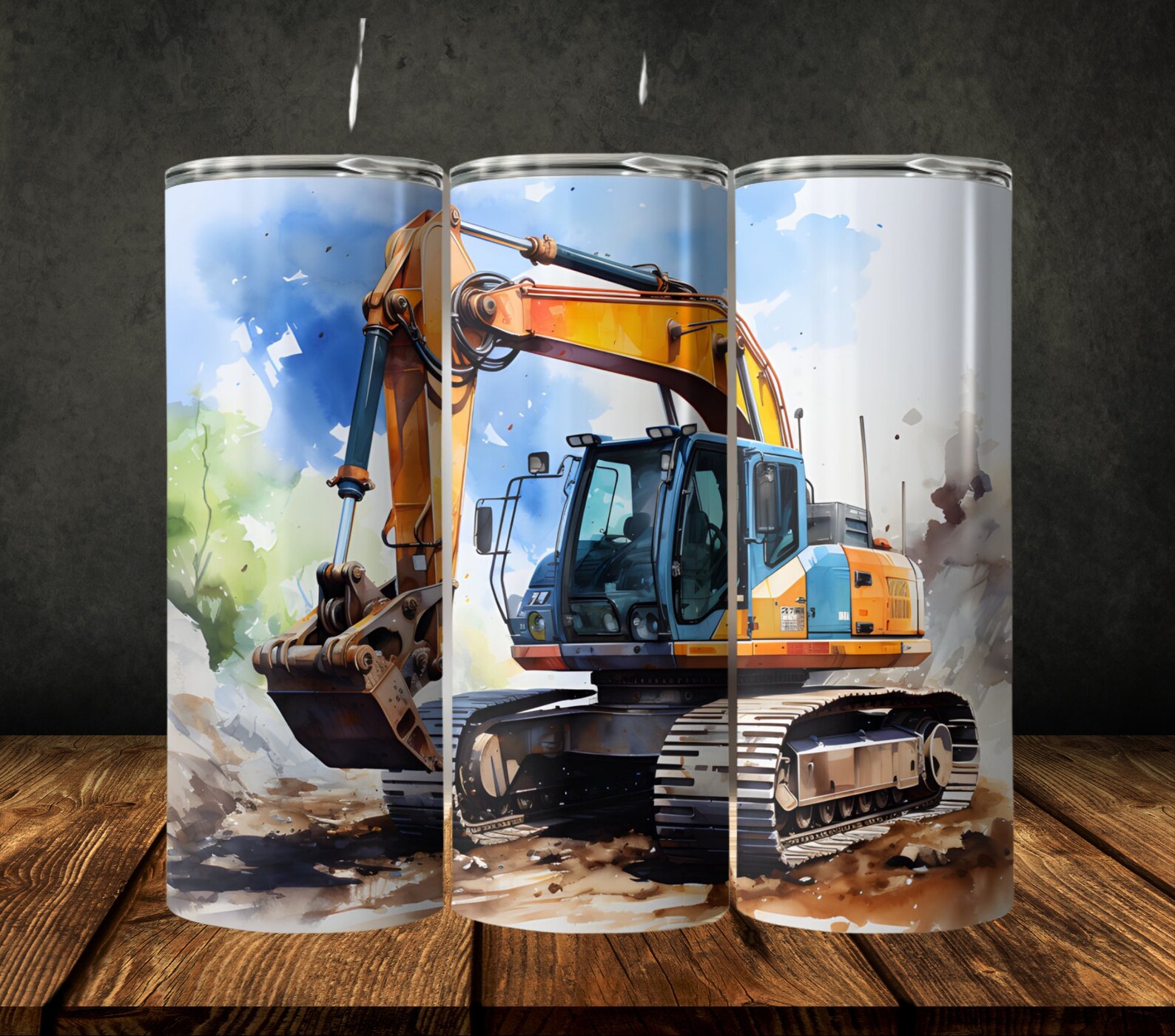 Excavator Tumbler Wrap Sublimation Digital Download PNG, 20 Oz Skinny ...