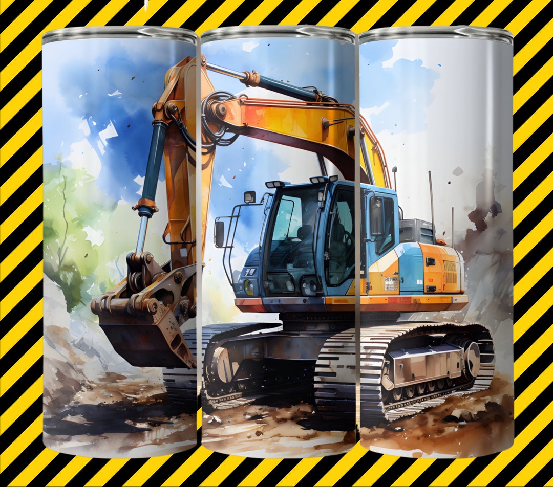 Excavator Tumbler Wrap Sublimation Design, 20 Oz Skinny Straight PNG ...