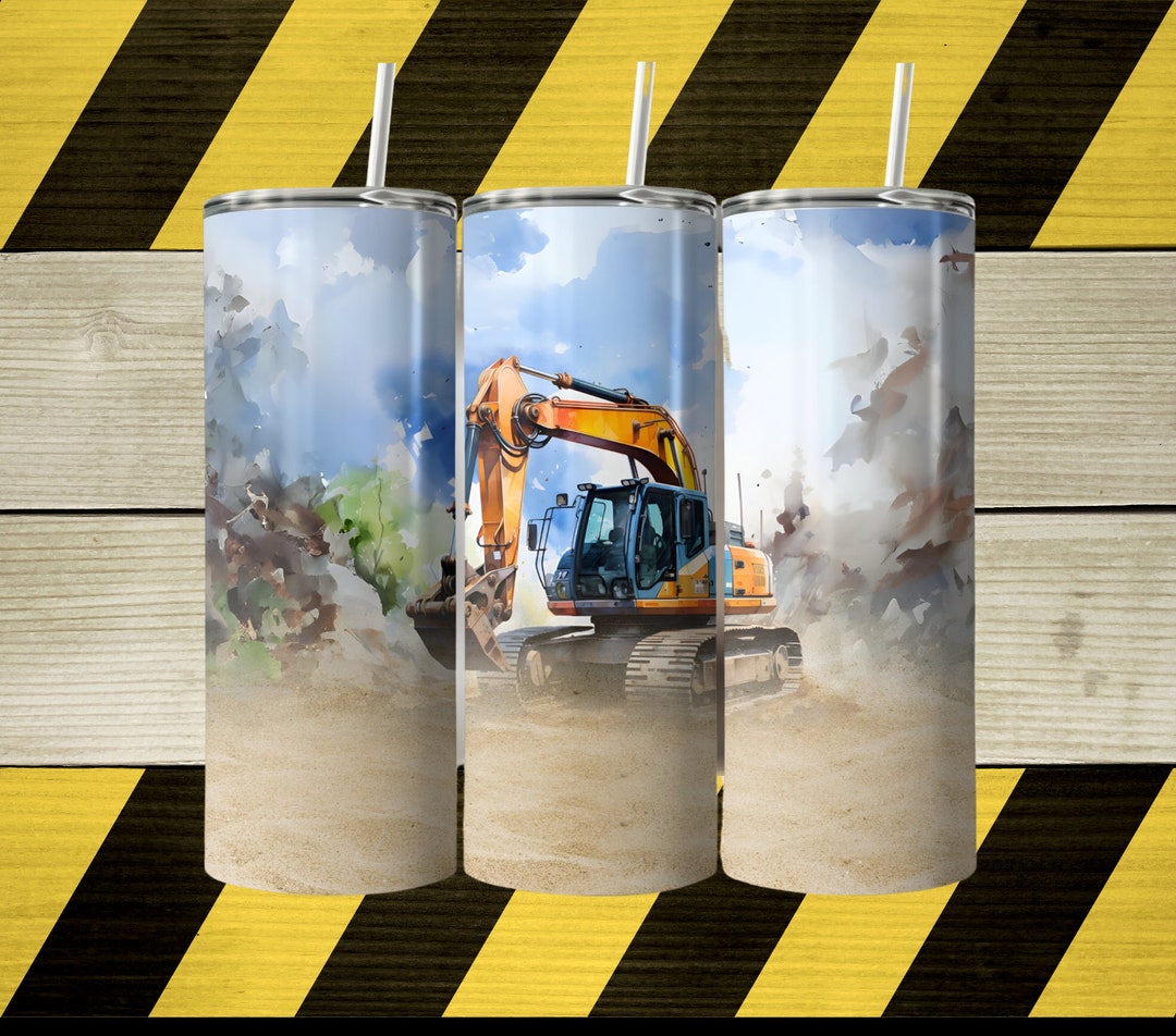 Excavator Tumbler Wrap Sublimation Design, 20 Oz Skinny Straight PNG ...