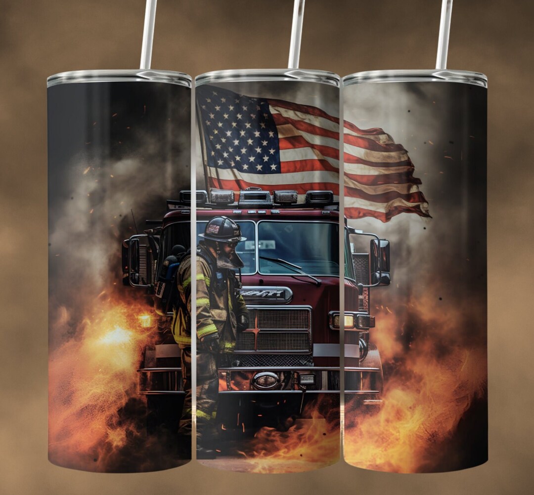 Fireman Tumbler Wrap Sublimation Digital Download PNG, 20 Oz Skinny ...
