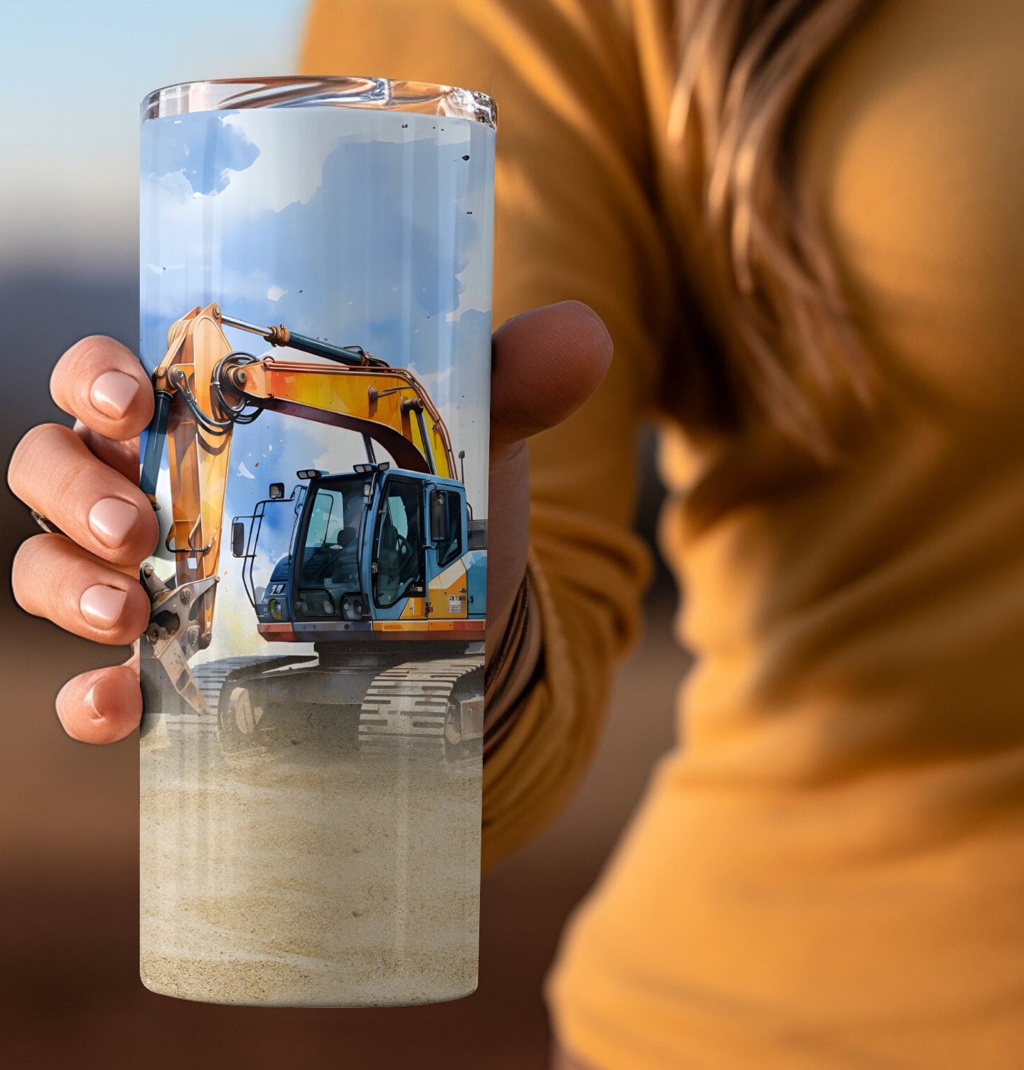 Excavator Tumbler Wrap Sublimation Design, 20 Oz Skinny Straight PNG ...