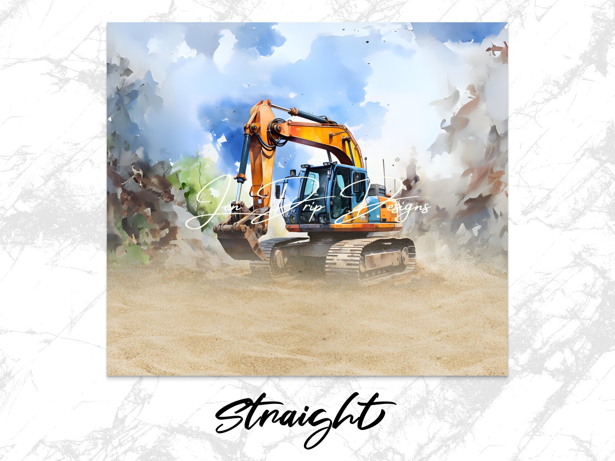 Excavator Tumbler Wrap Sublimation Design, 20 Oz Skinny Straight PNG ...