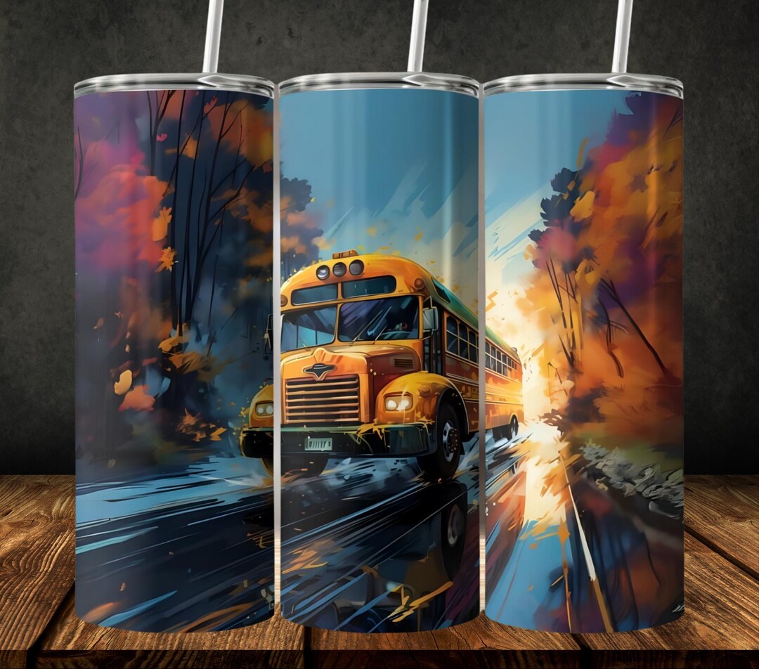 School Bus Tumbler Wrap: 20 Oz Skinny Sublimation Design (digital ...