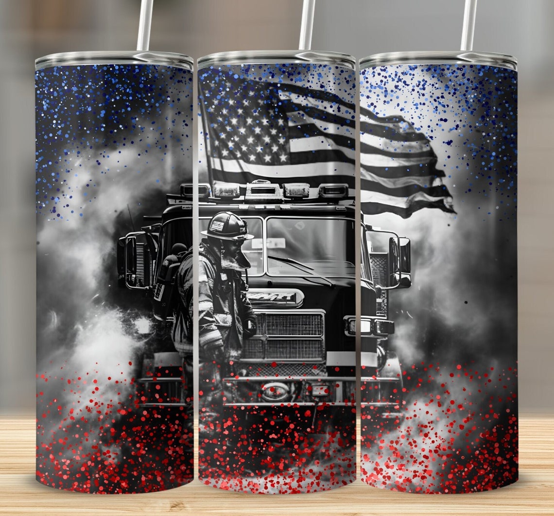 Firefighter Tumbler Wrap Sublimation Digital Download PNG, 20 Oz Skinny ...