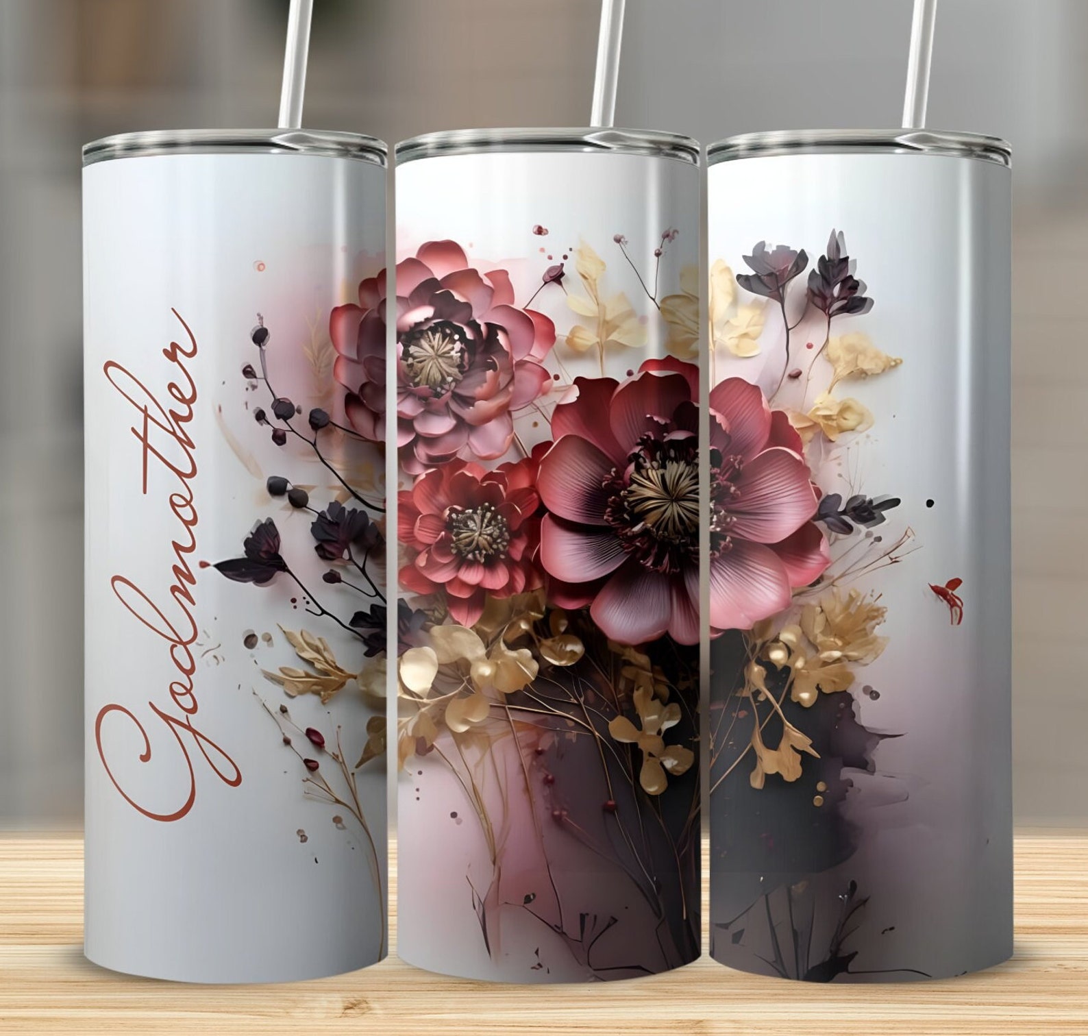 3D Flower Godmother Digital Art Download Sublimation Tumbler Wrap 20 Oz ...