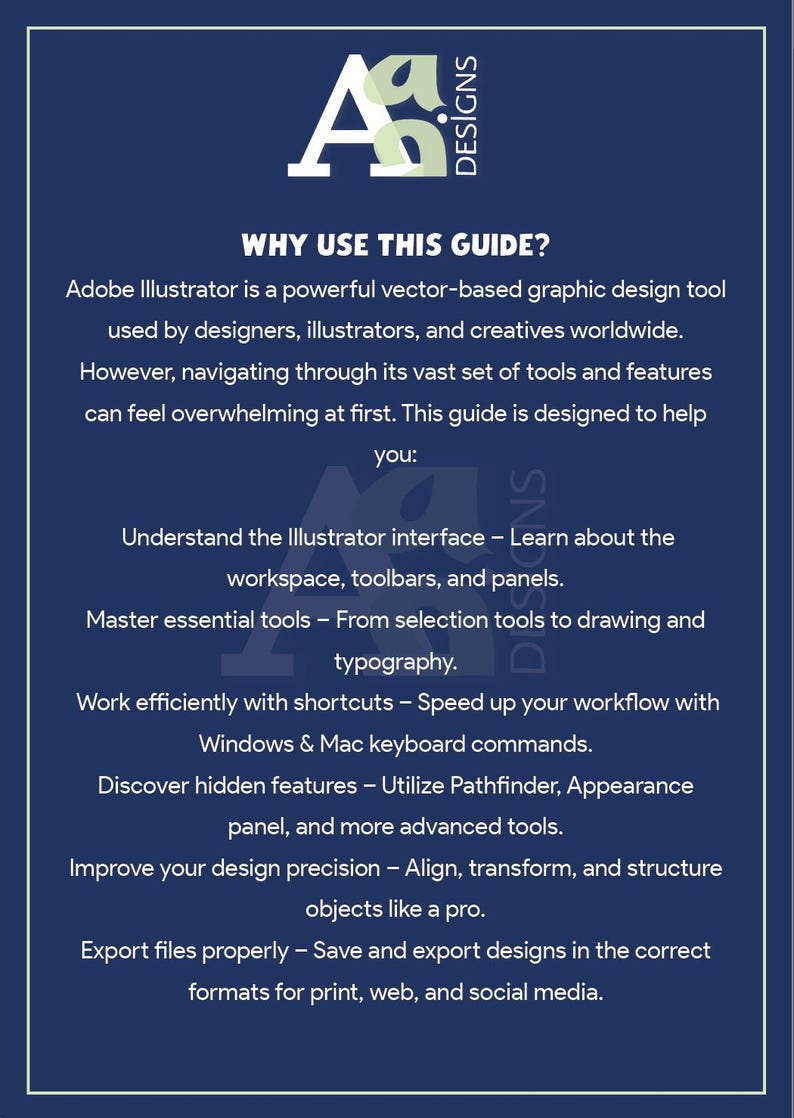 Adobe Illustrator Cheat Sheet - Printable Guide for Beginners and Pros (mac & Windows) ( Dark ...