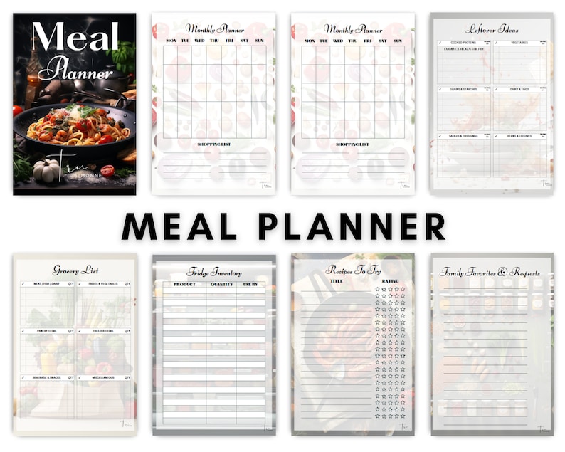 Comprehensive Meal Planner Digital Weekly and Monthly Meal Planning Notebook Eco-friendly ...