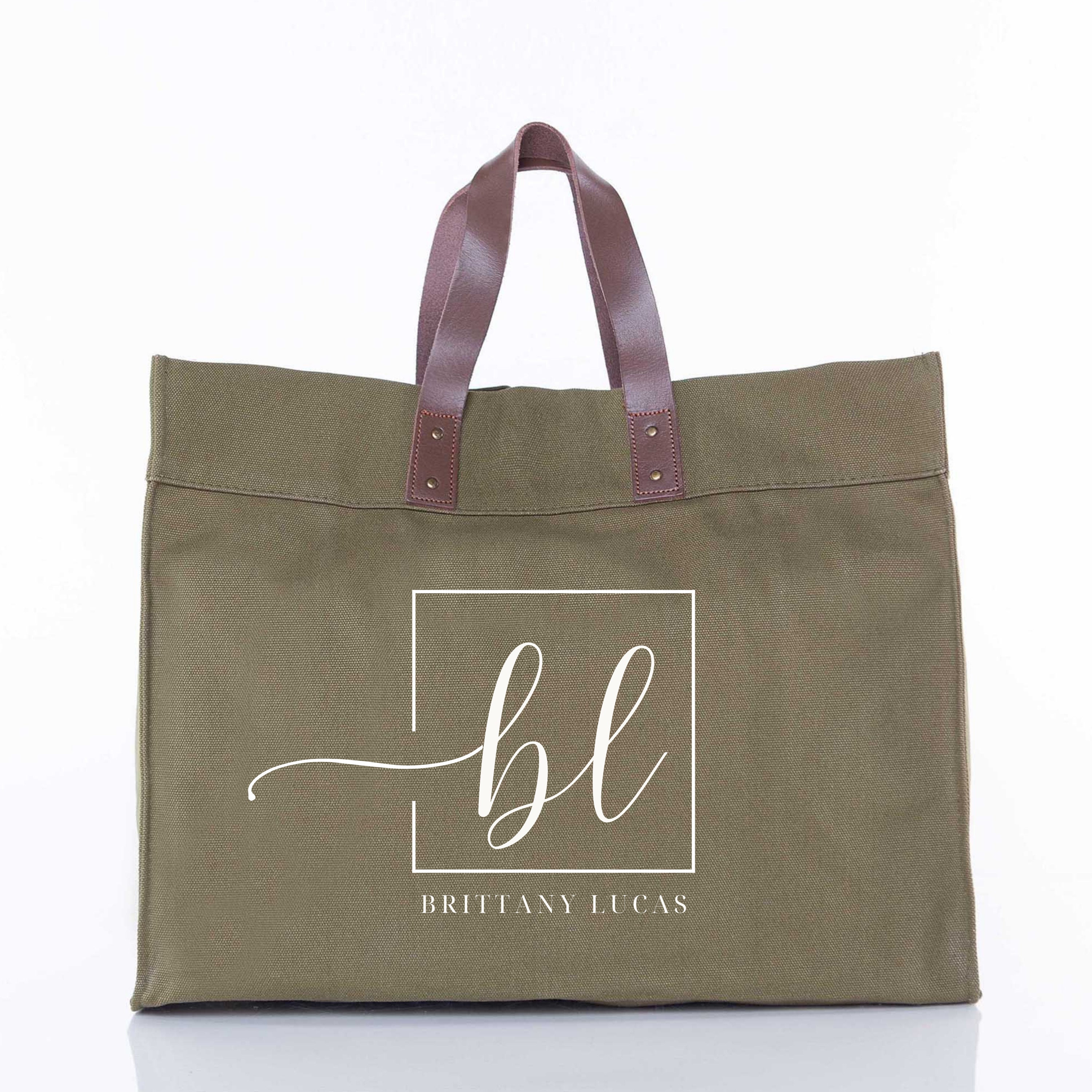Luxury Bridal Party Canvas Tote With Leather Handles - Etsy