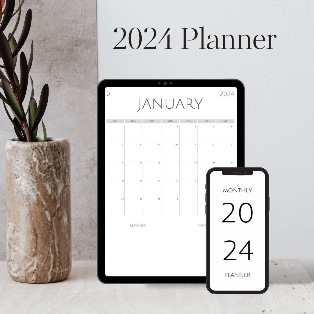 Downloadable, Digital PDF: 2024 Calendar Planner - Etsy