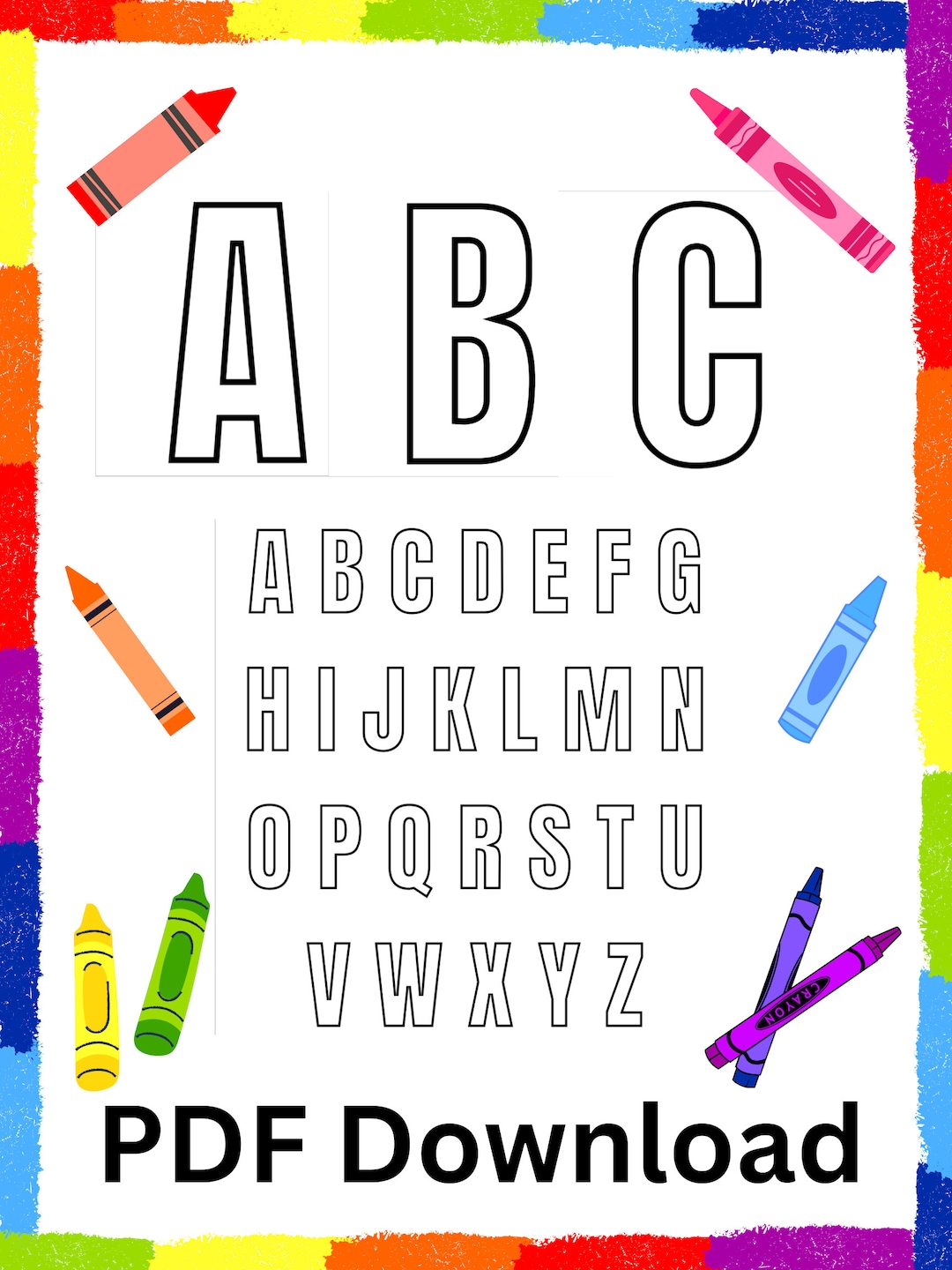 ABC Digital Download Upper Case Letters Coloring Preschool Kindergarten ...