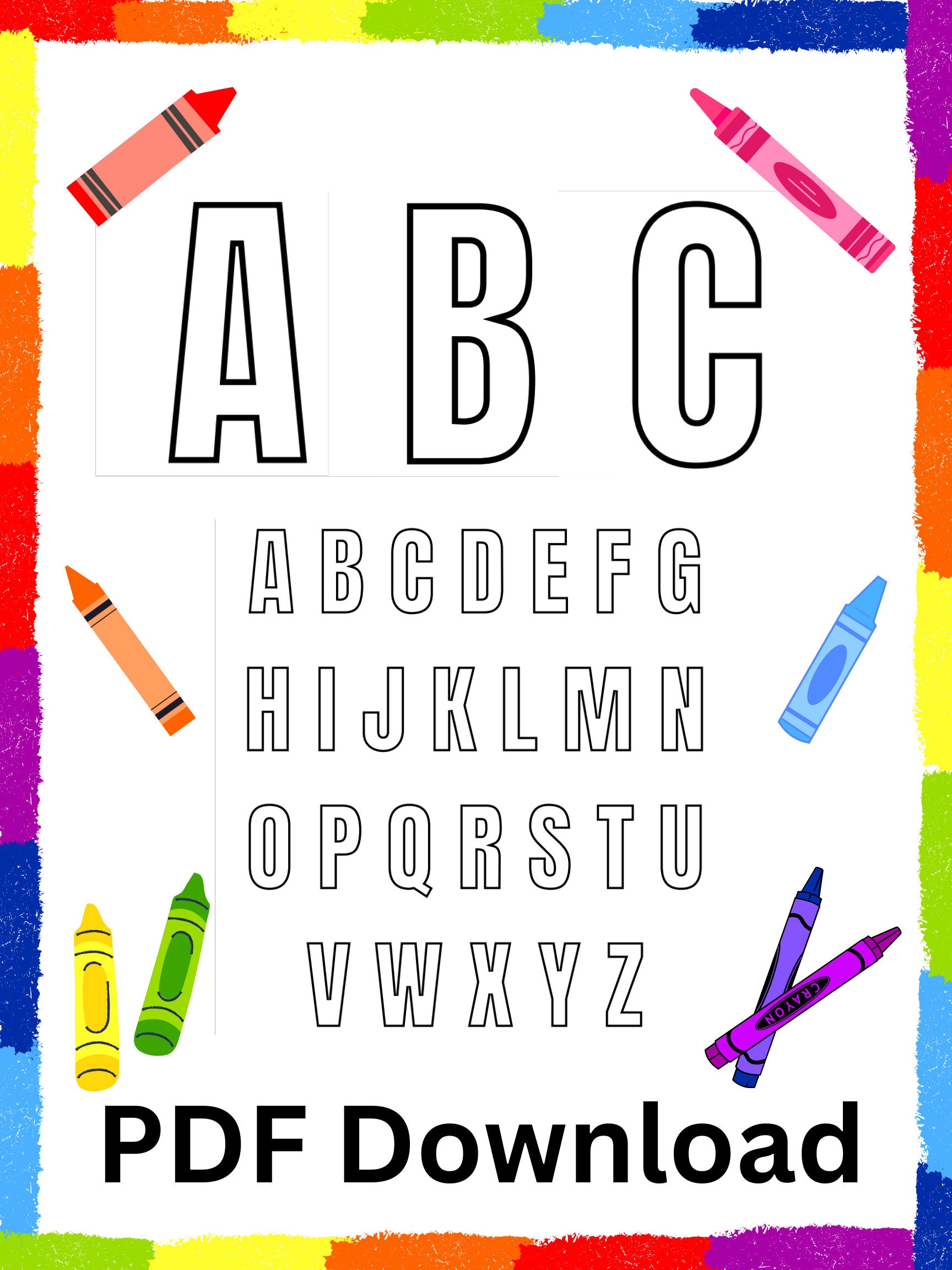 ABC Digital Download Upper Case Letters Coloring Preschool Kindergarten ...