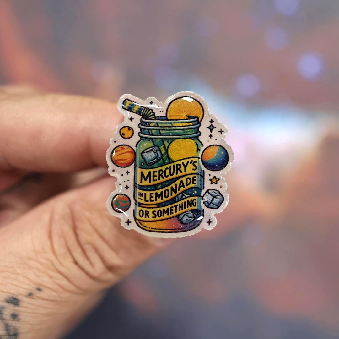 Mercury's in Lemonade Pin: Handmade UV Resin Astrology Lapel Pin - Etsy