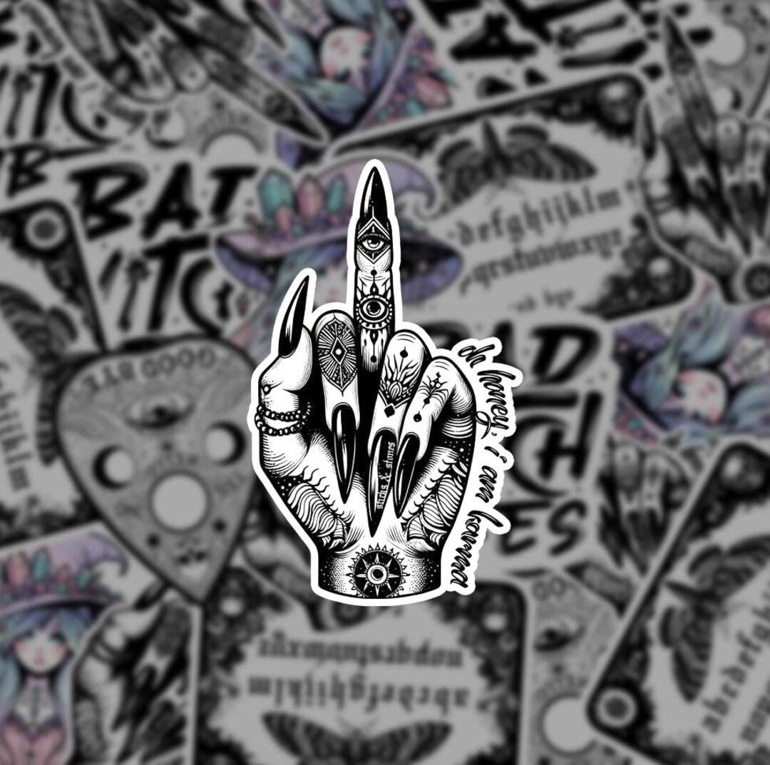Witchy Middle Finger Sticker: Oh Honey I Am Karma - Evil Eye Decal - Etsy