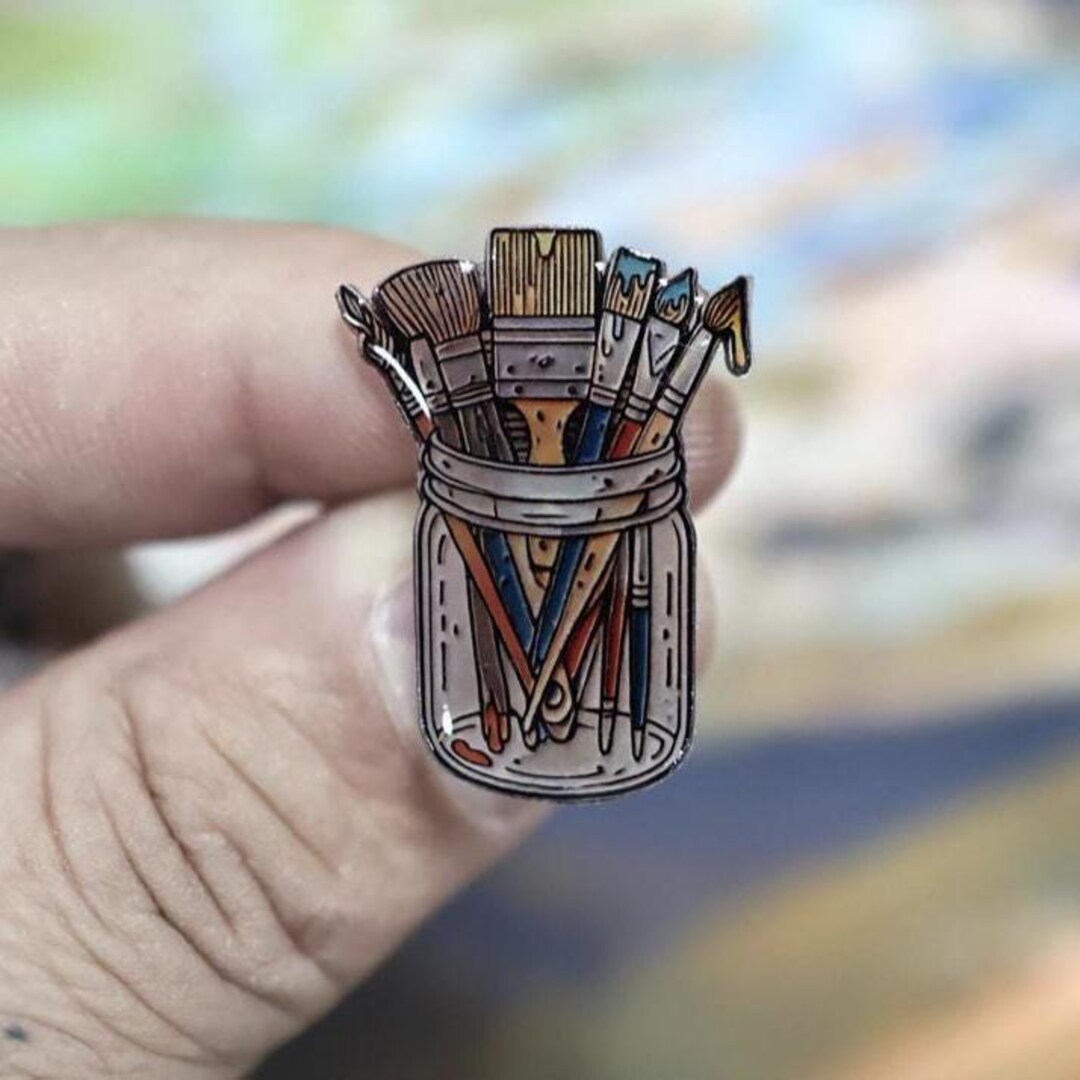 Paintbrush Jar UV Resin Pin – Handmade Opaque or Translucent Artist ...