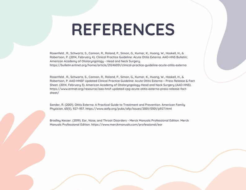 ENT GUIDE - Acute Otitis Externa (swimmers Ear) - Etsy